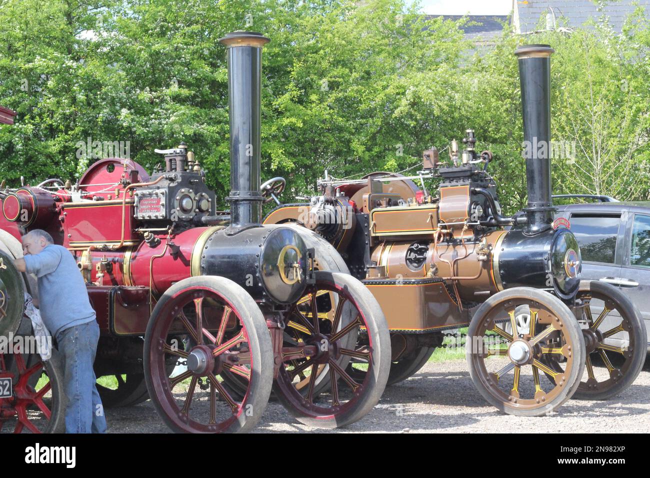 Steam engines at a country fair in Sandy, Bedfordshire, UK. Old working ...