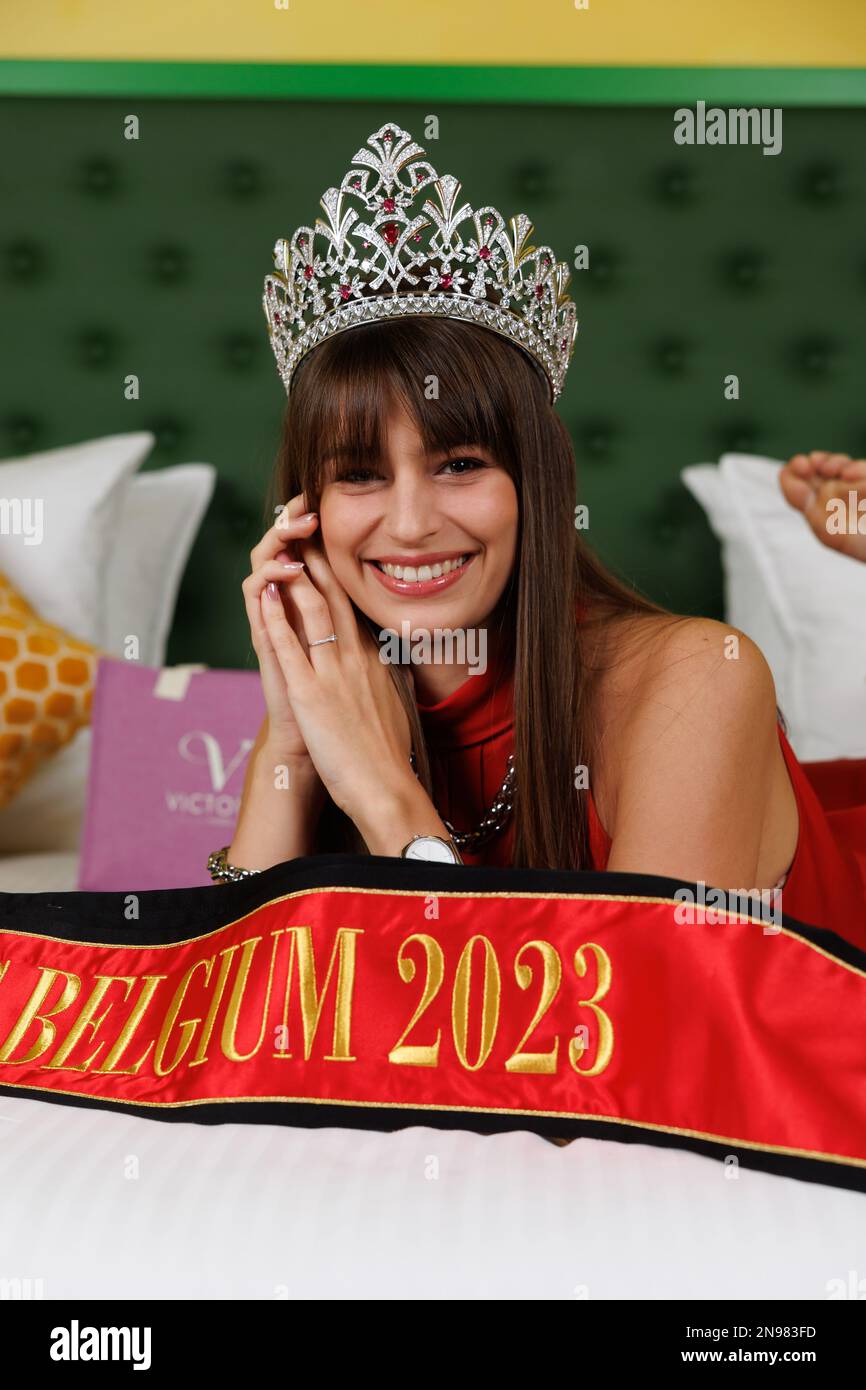 Newly elected Miss Belgium 2023 Emilie Vansteenkiste poses for the ...