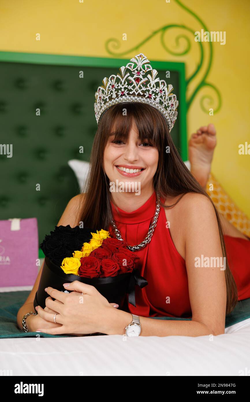 Newly elected Miss Belgium 2023 Emilie Vansteenkiste poses for the ...