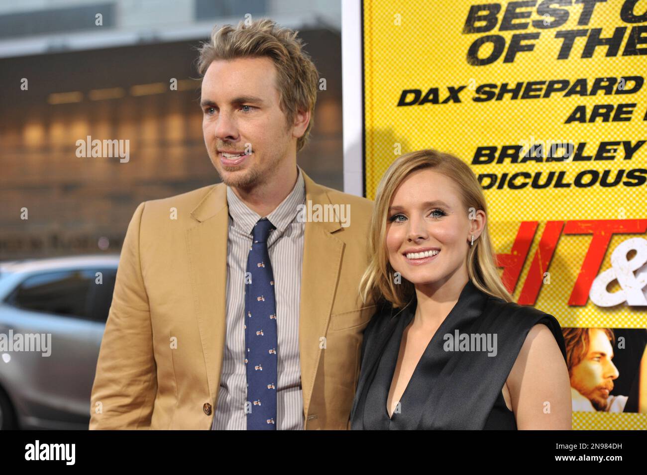 Dax Shepard, left, and Kristen Bell attend the "Hit and Run" Los ...