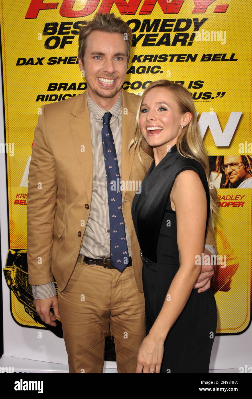 Dax Shepard, left, and Kristen Bell attend the "Hit and Run" Los ...