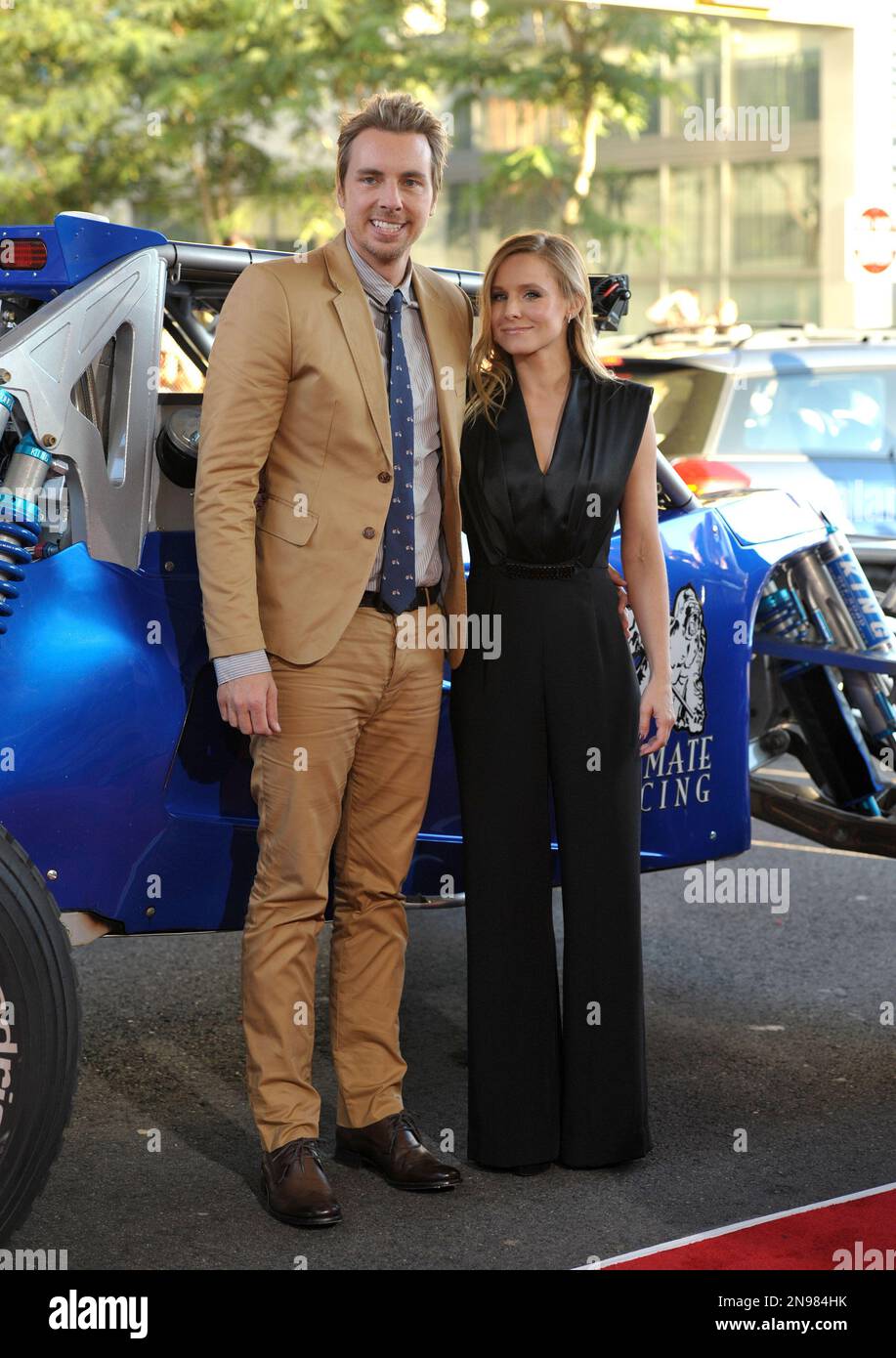 Actors Dax Shepard, left, and Kristen Bell attend the "Hit and Run" Los ...