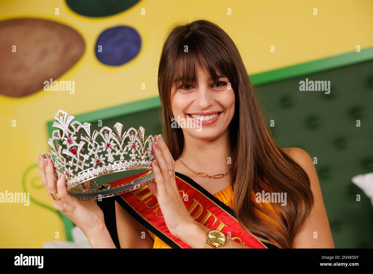 Newly elected Miss Belgium 2023 Emilie Vansteenkiste poses for the ...