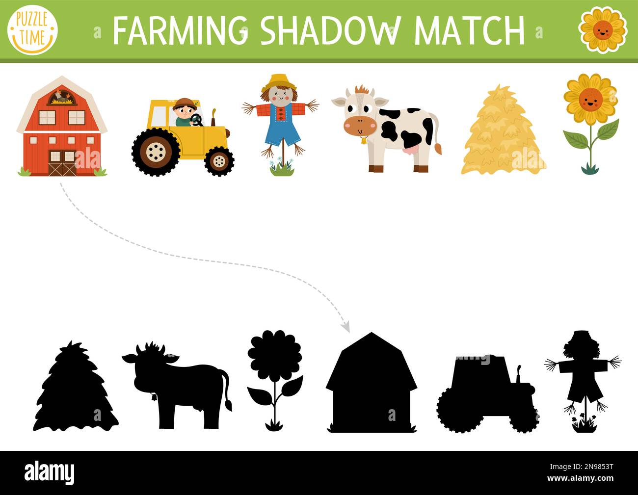 Farm shadow matching activity with traditional country symbols. Rural ... Farm shadow matching activity with traditional country symbols. Rural ...
