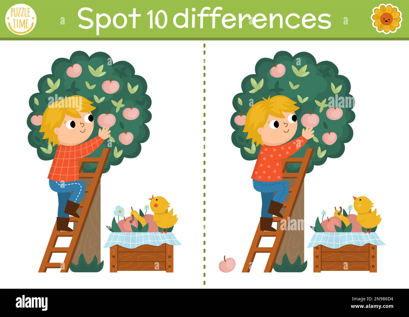 Find differences game for children. On the farm educational activity ...