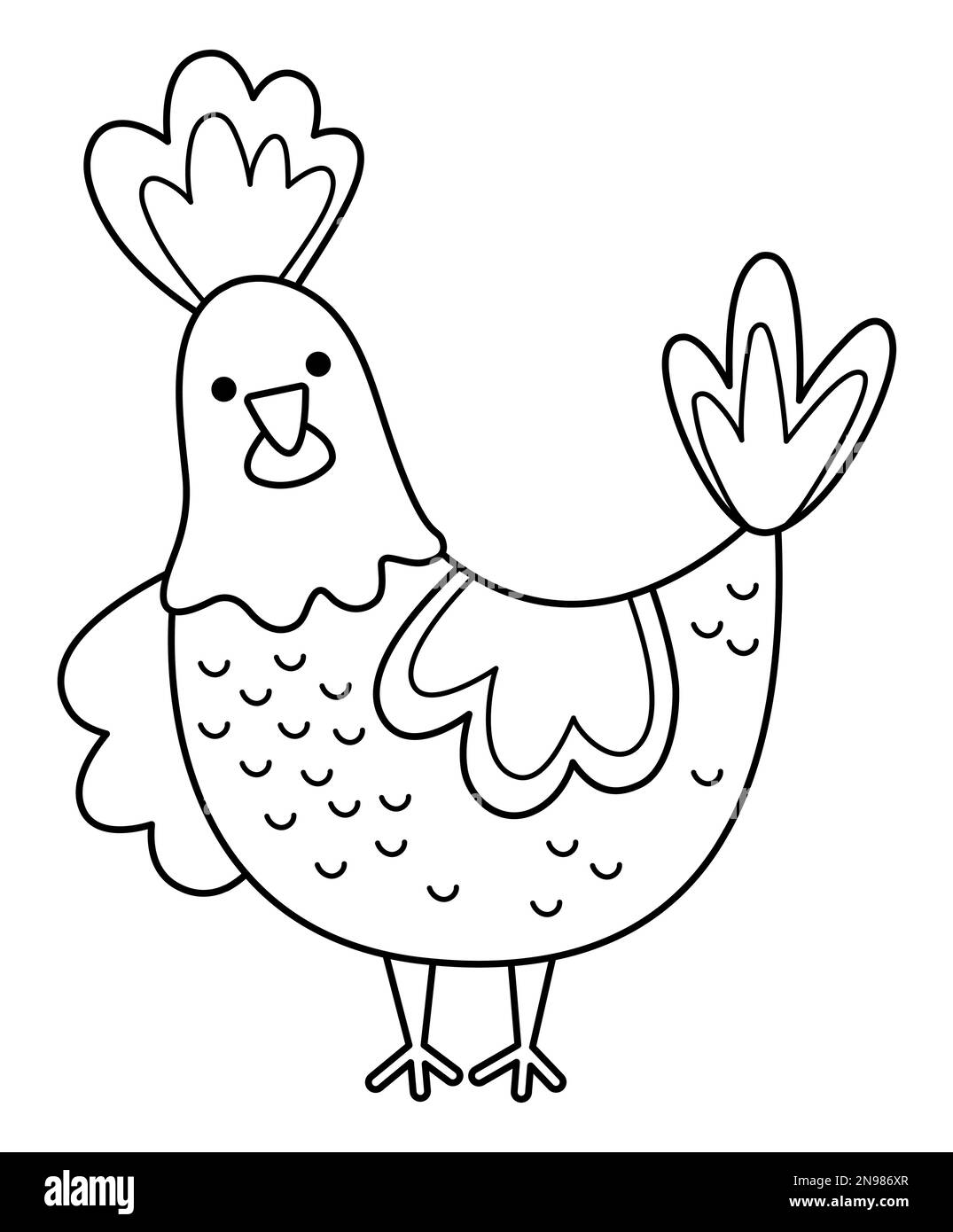 Vector black and white hen icon. Cute cartoon chicken illustration for ...