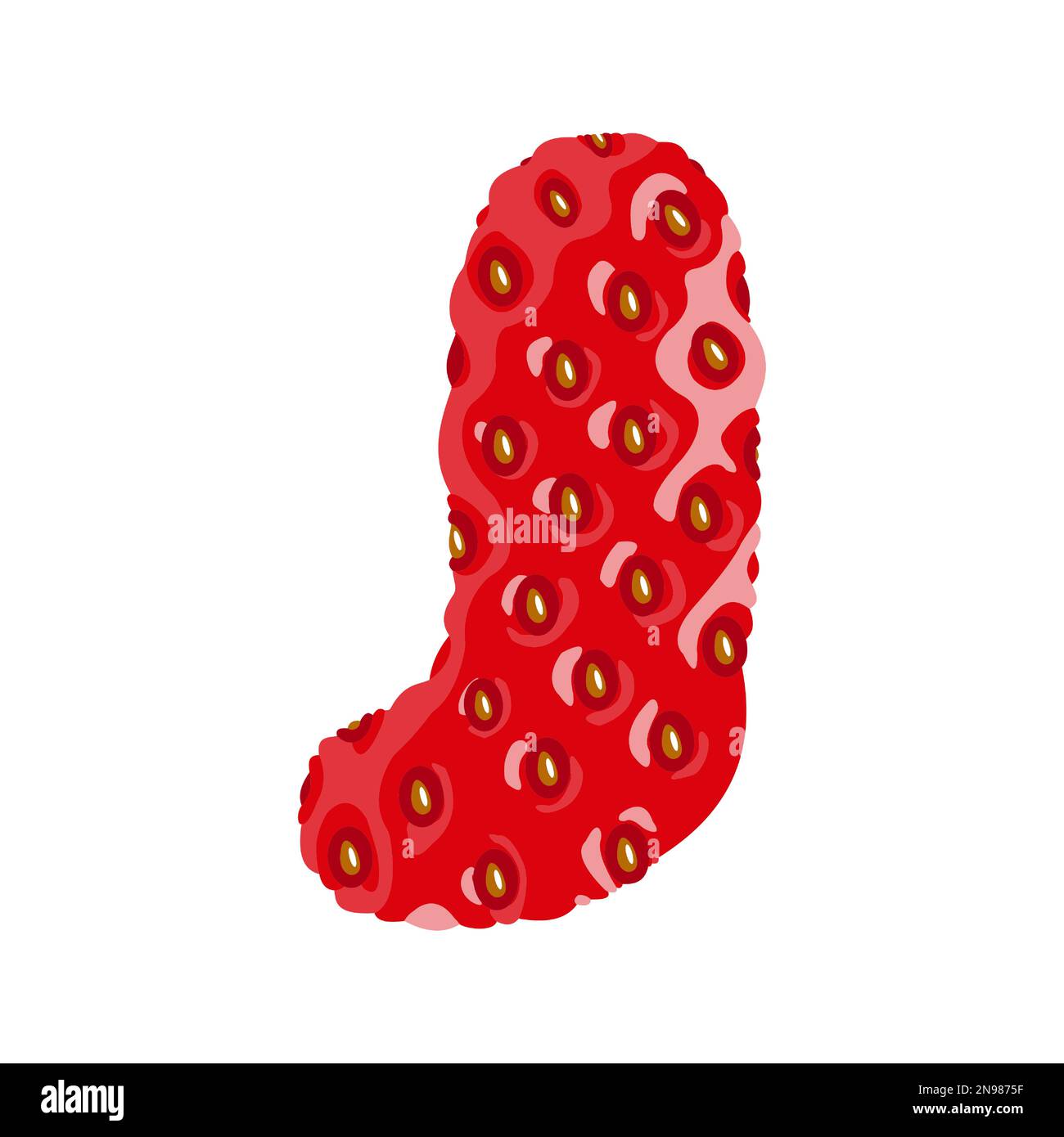 Strawberry font. Letter J. Alphabetical character with strawberry ...