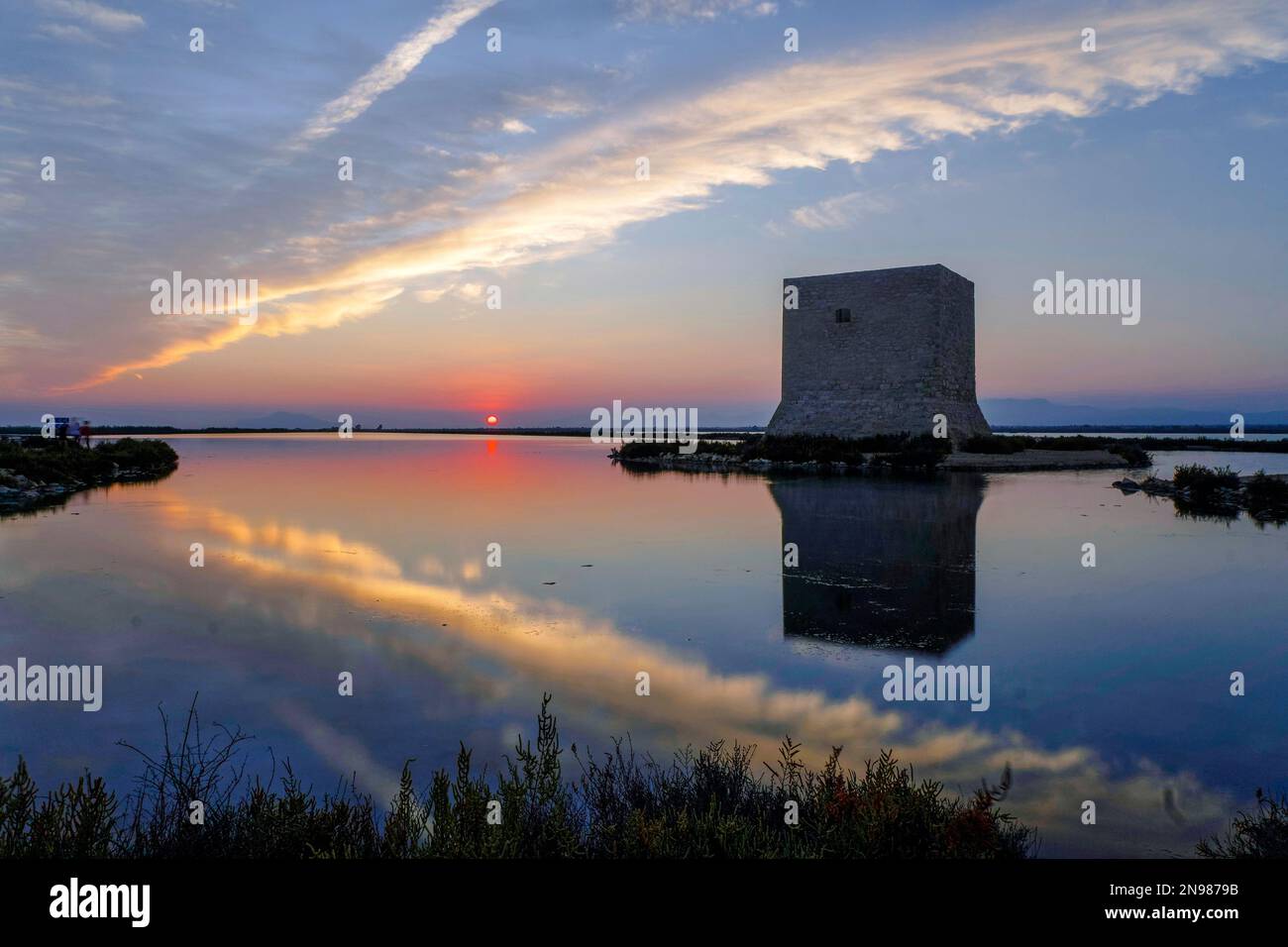 Tamarit Tower in Santa Pola. Old coastal watchtower located on a sea ...