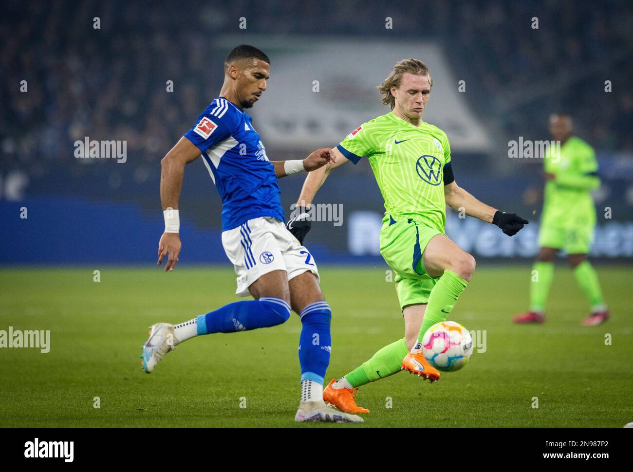 Gelsenkirchen, Germany. 10th Feb, 2023. Moritz Jenz (S04) Patrick ...