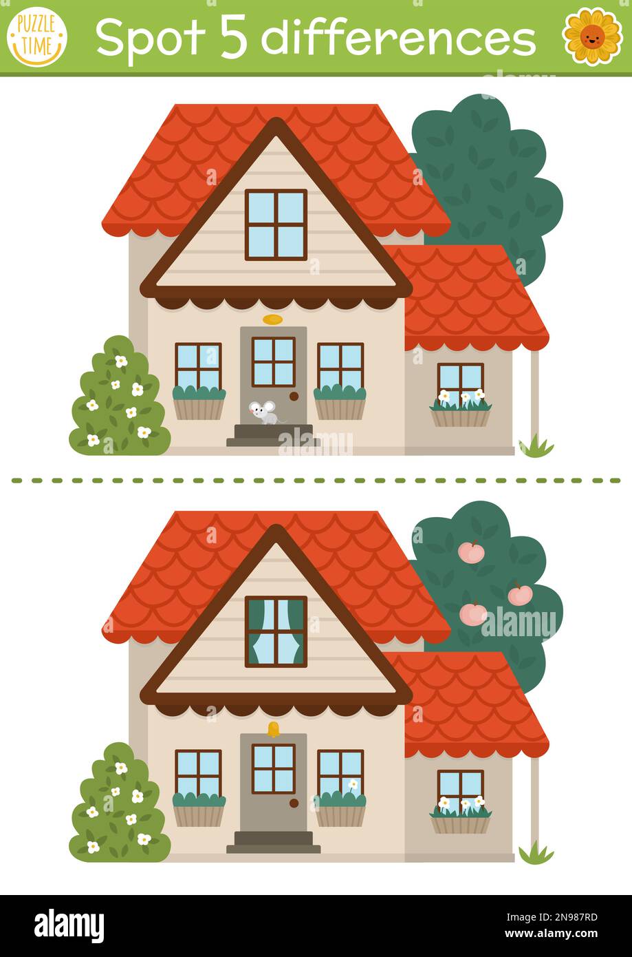 Find differences game for children. On the farm educational activity ...