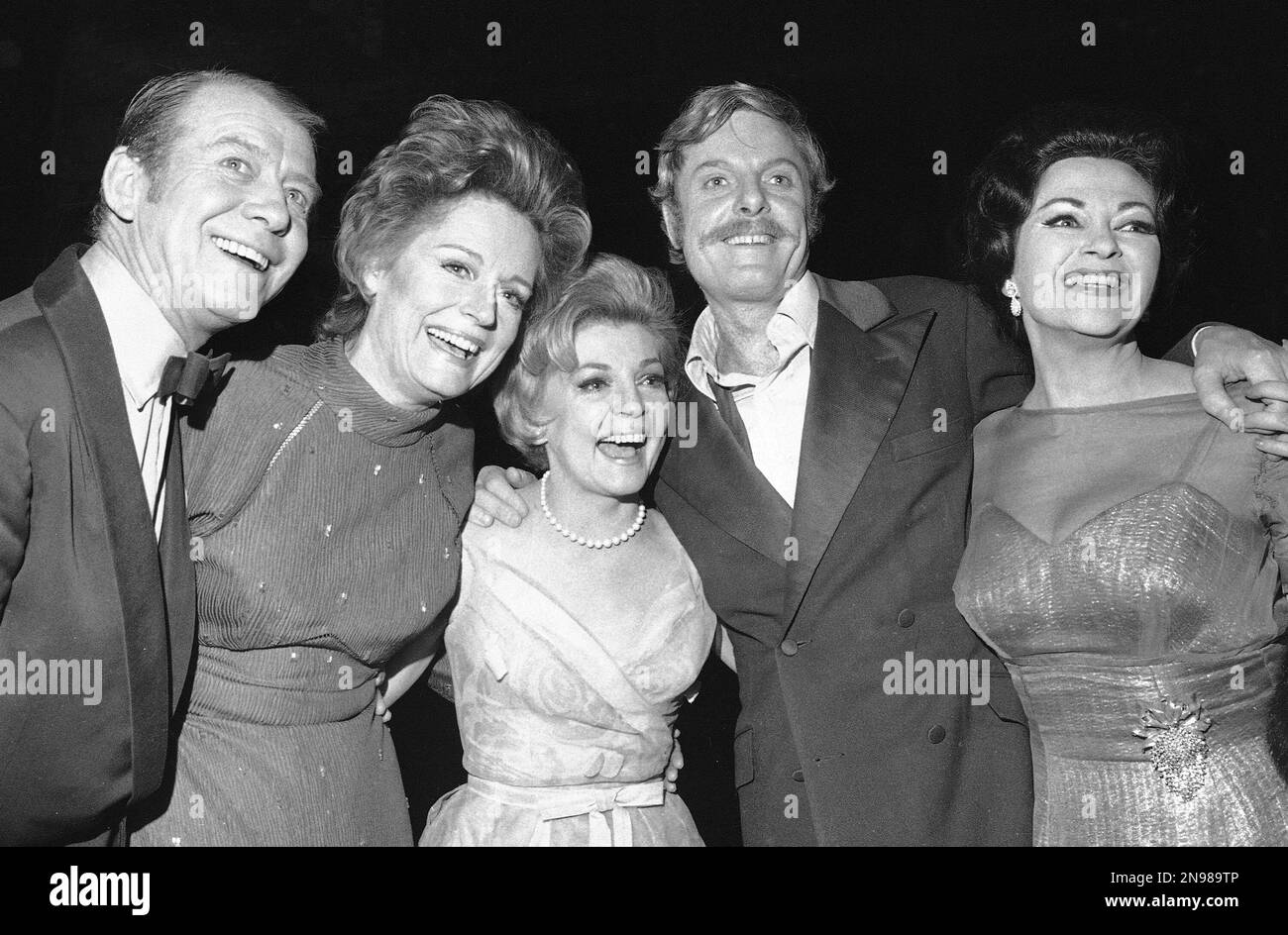 Stars of the show "Follies" are shown, from left, Gene Nelson, Alexis Smith, Dorothy Collins ...