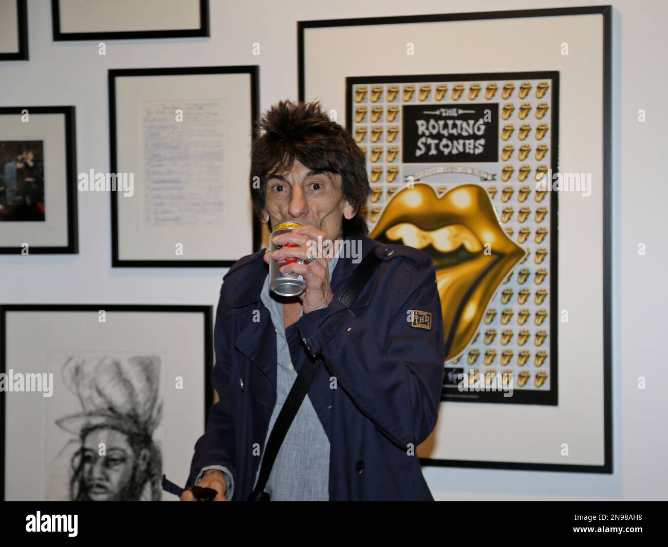 British musician Ronnie Wood poses for the photographers during an art ...