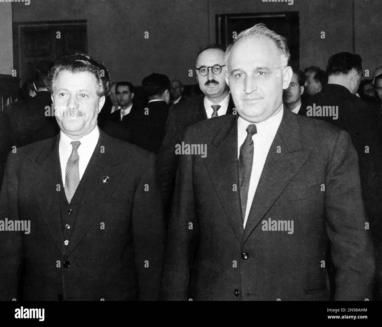 Prime Minister of Bulgaria, Anton Yugov, left, and First Secretary of ...