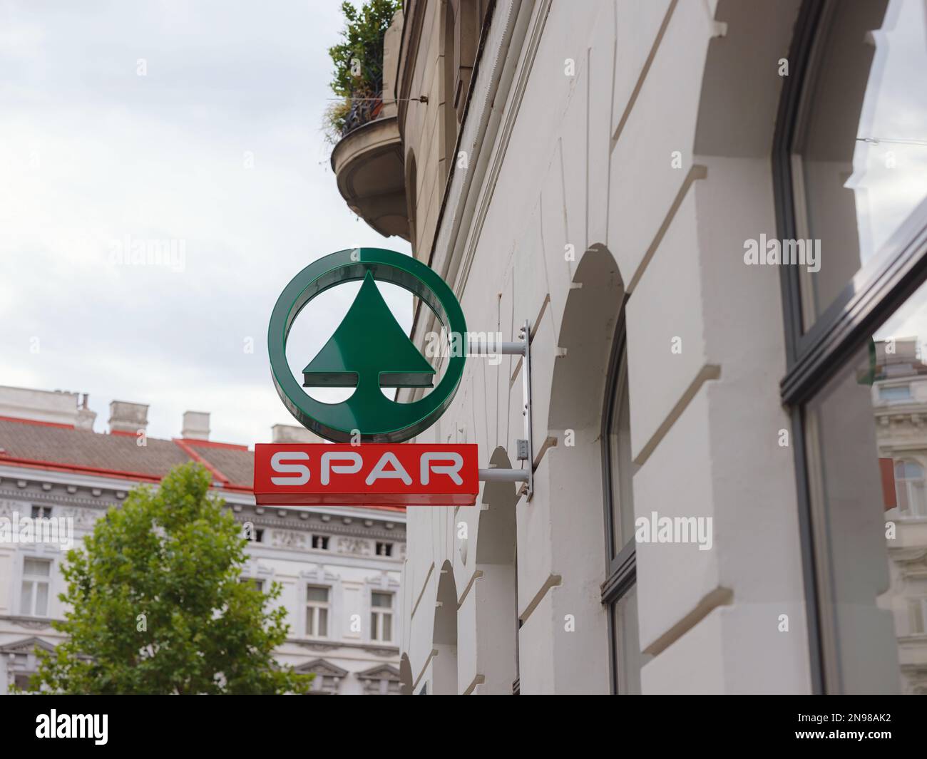 Vienna, Austria - August 7, 2022: Spar supermarket sign or logo, a ...