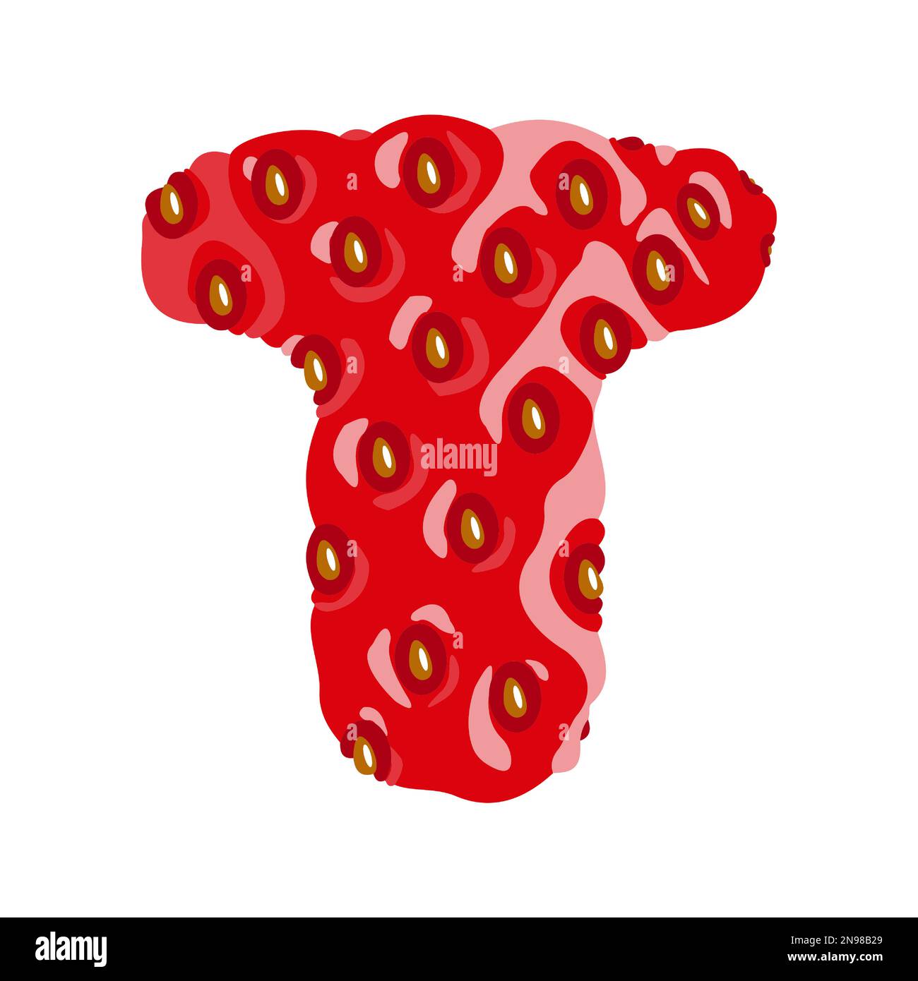 Strawberry font. Letter T. Alphabetical character with strawberry ...