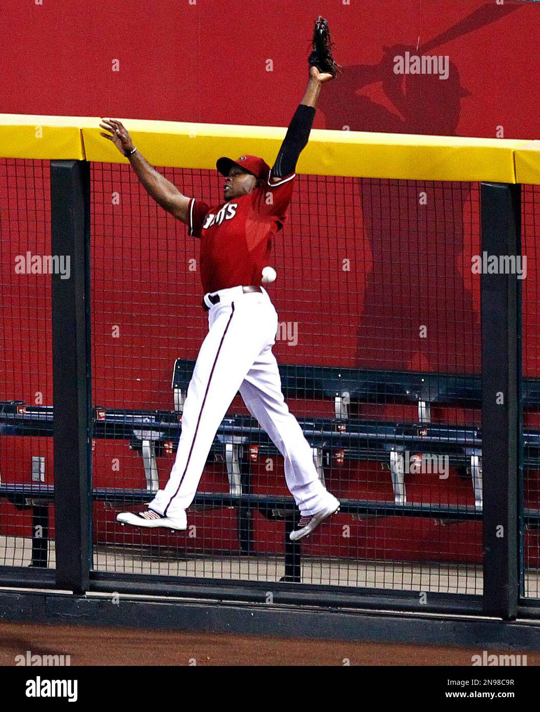 Arizona Diamondbacks' Justin Upton cannot catch a double hit by ...