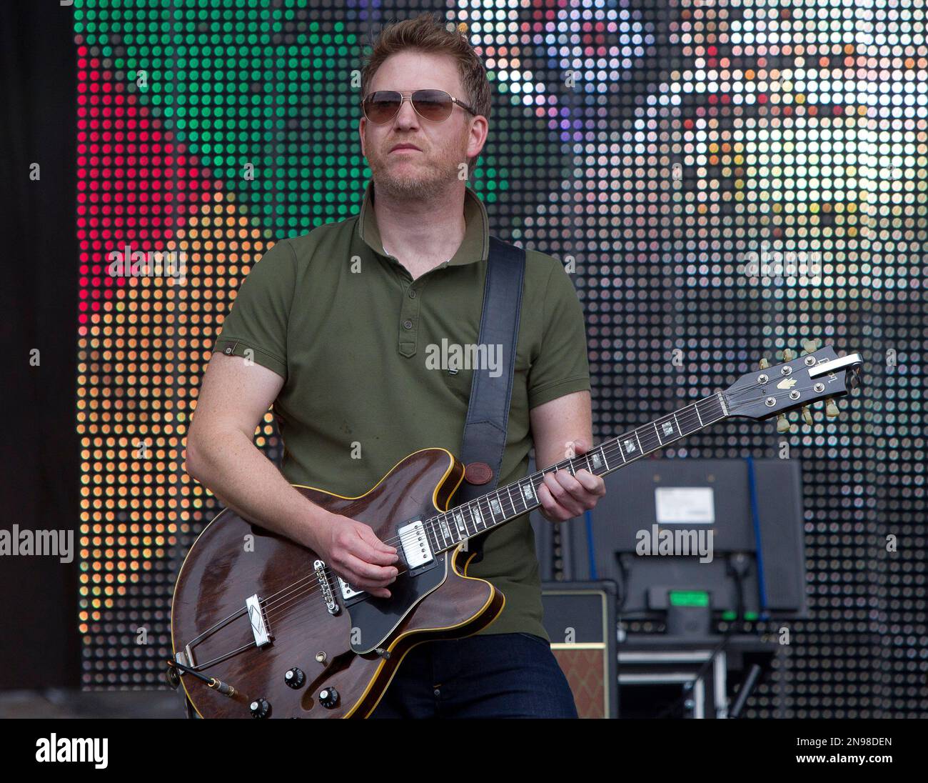 British musician Phil Cunningham of New Order performs on stage for BT ...