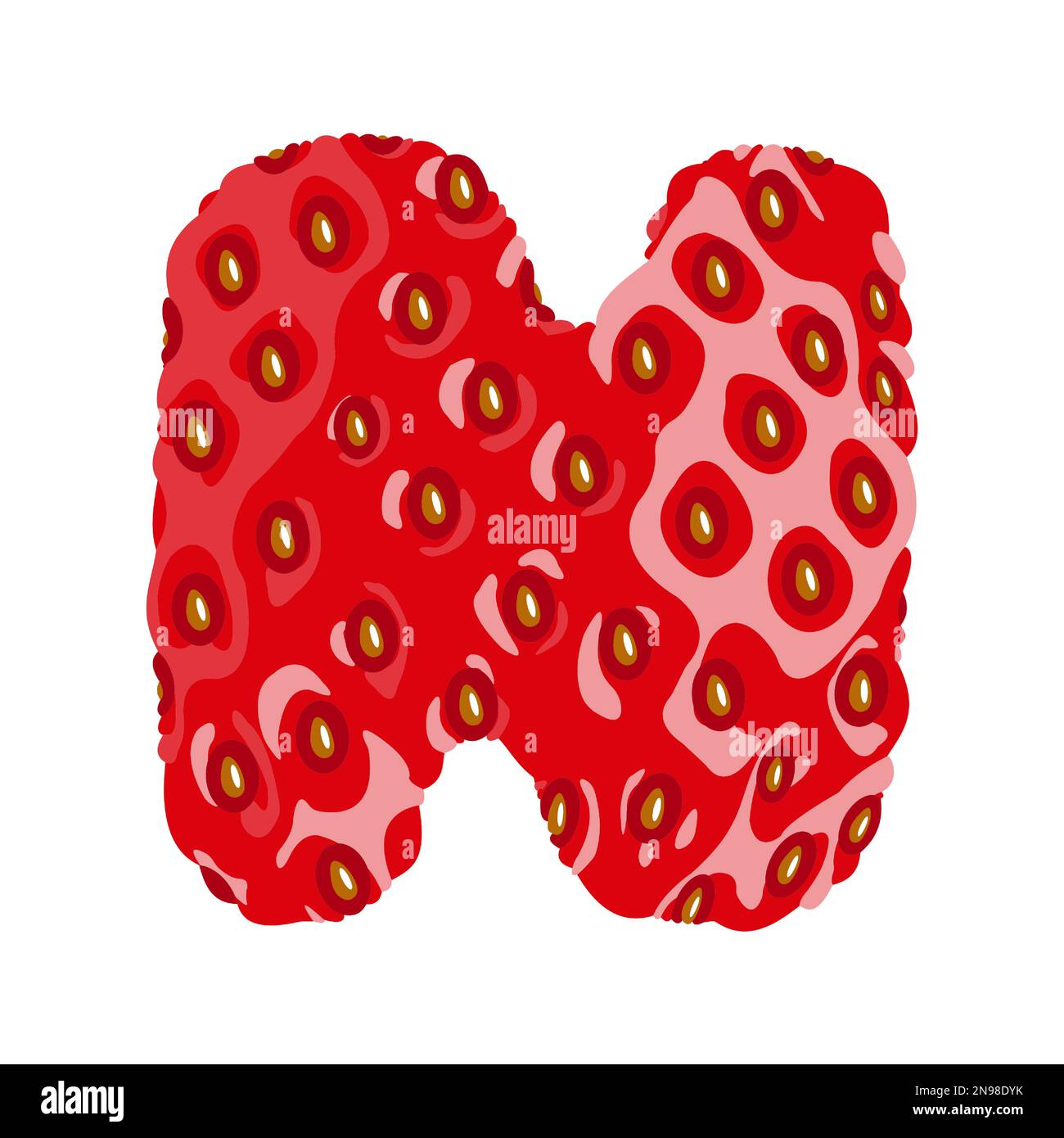 Strawberry font. Letter N. Alphabetical character with strawberry ...