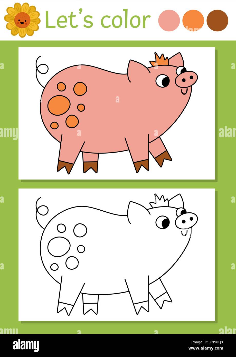 Pig On A Farm Coloring Page
