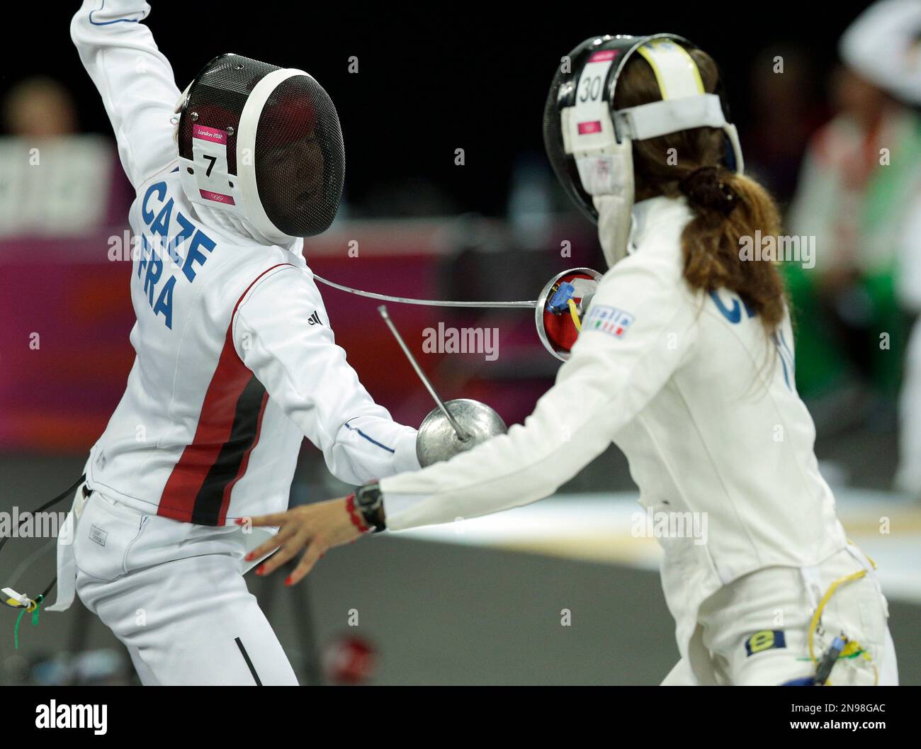 Amelie Caze from France, left, and Claudia Cesarini from Italy, right ...