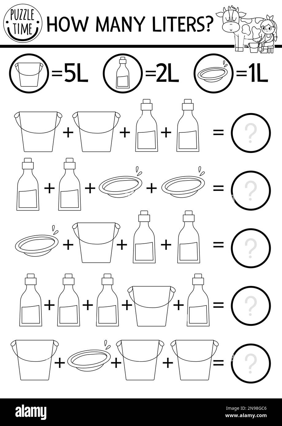 Farm how many liters black and white game with funny cow, milk ...