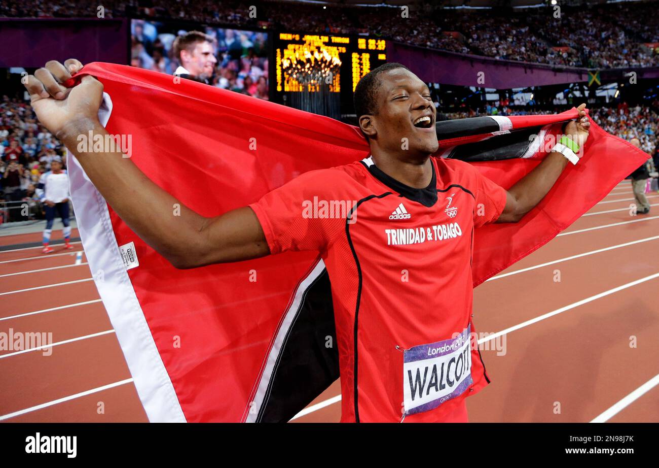 Trinidad's Keshorn Walcott celebrates winning gold in the men's javelin ...