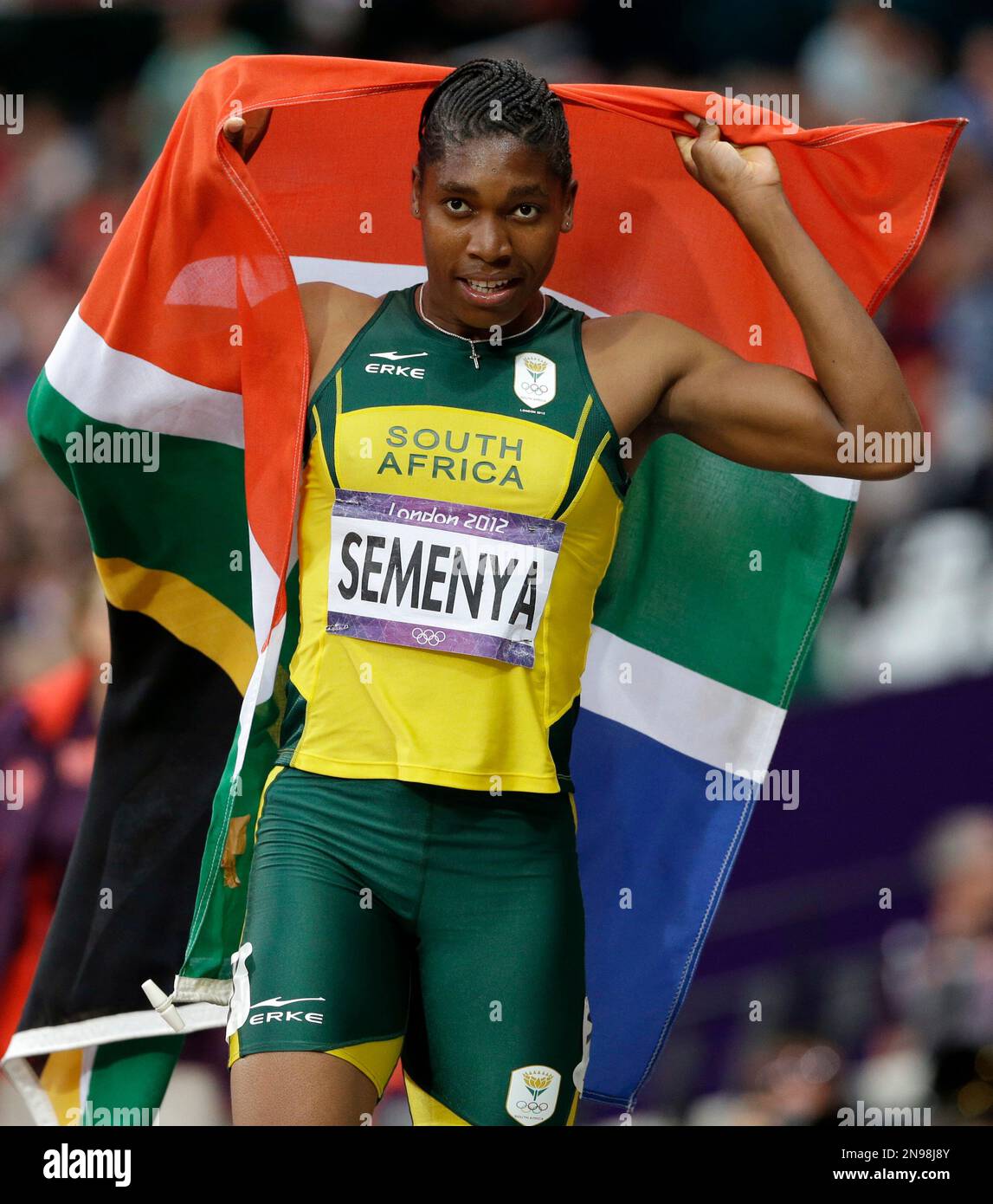 South Africas Caster Semenya Reacts After Finishing In Second Place In