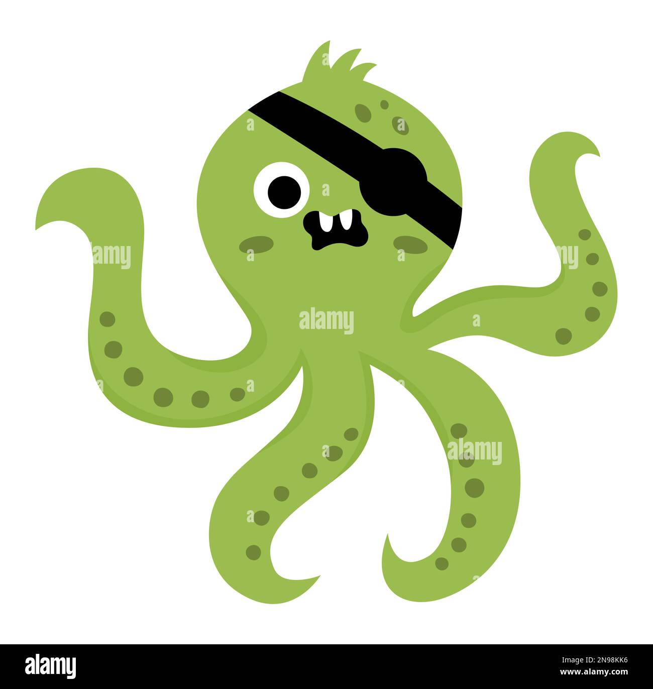 Vector pirate octopus icon. Cute sea animal illustration. One eye ...
