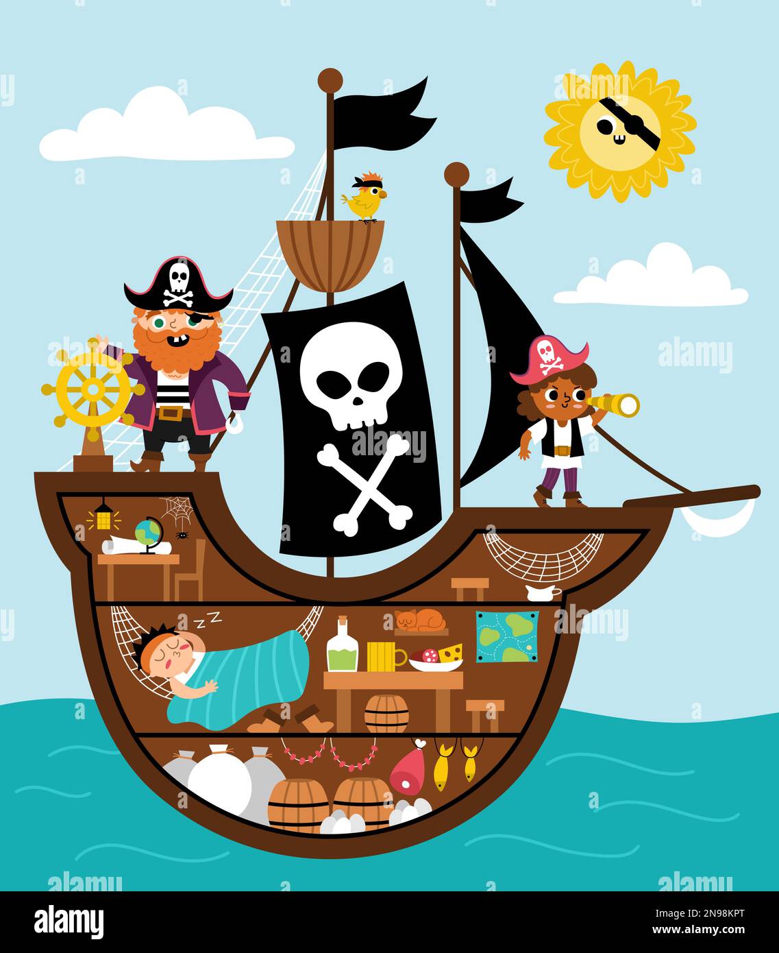 Cute Pirate Ship Clip Art Pirates Treasure Island Background With Cute