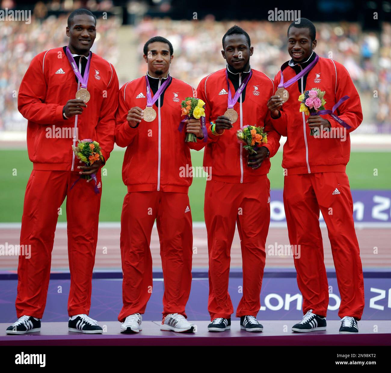 Trinidad's men's 4x400-meter relay team Lalonde Gordon, Jarrin Solomon ...