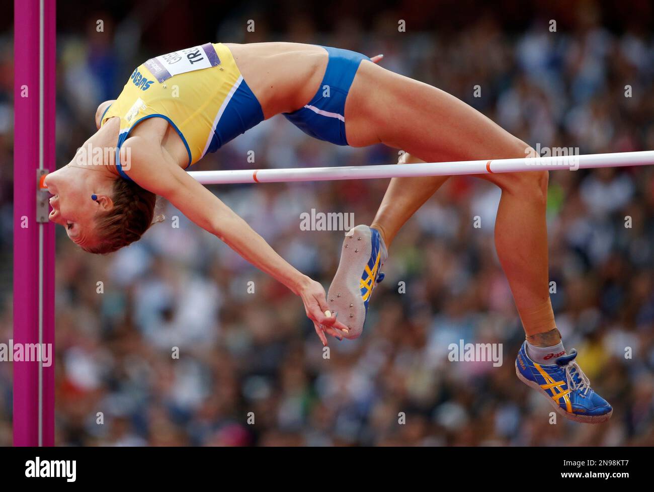 Sweden's Emma Green Tregaro competes in the women's high jump final ...