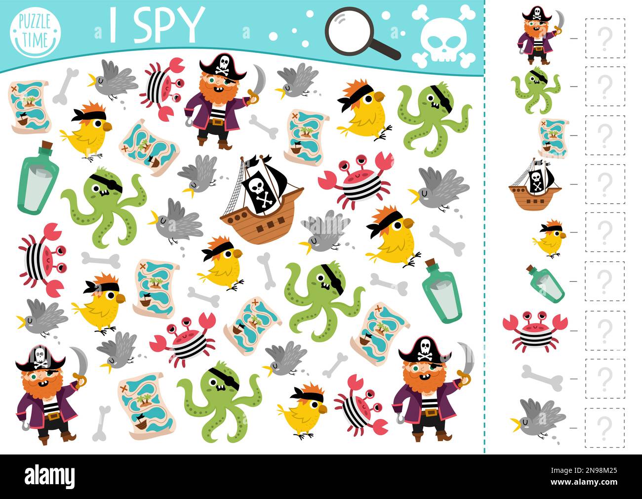 Pirate I spy game for kids. Searching and counting activity with ...