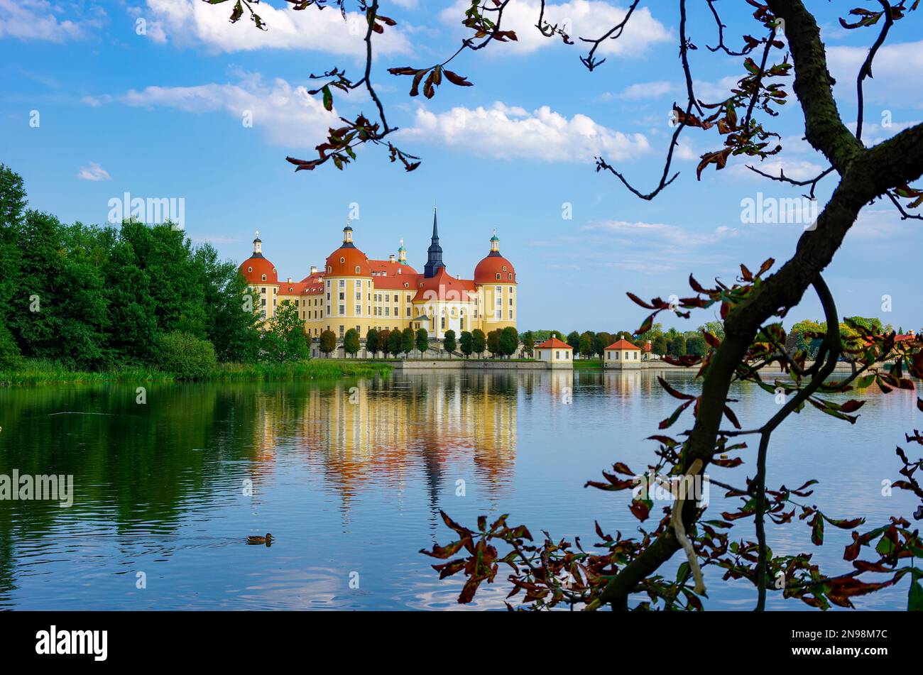 The world-famous Moritzburg Castle near Dresden, location of the film classic "Three Hazelnuts ...