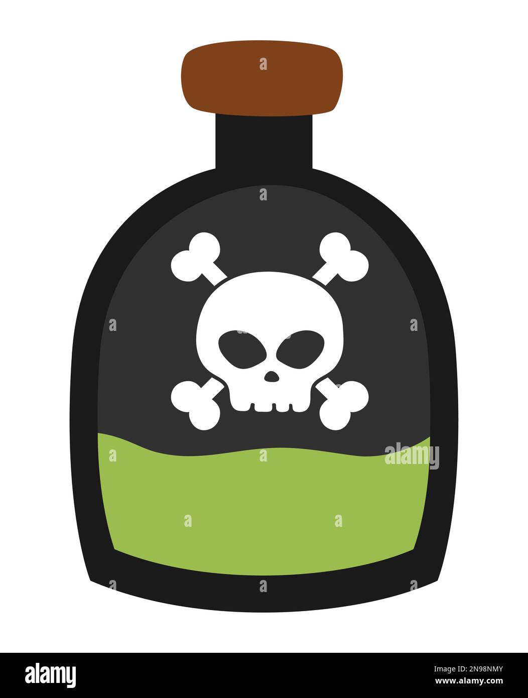 Vector pirate bottle icon. Black glass container illustration. Green ...