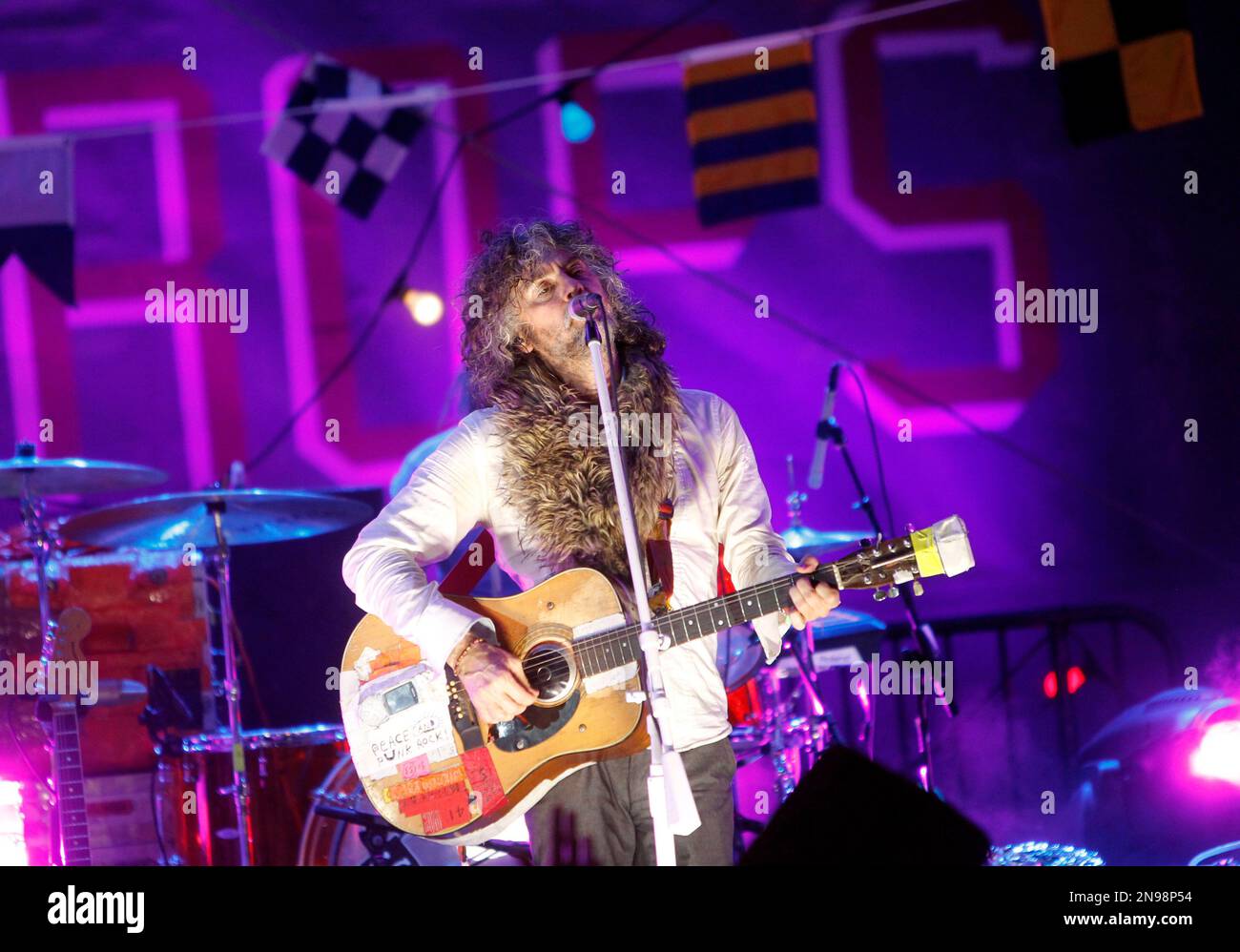 Lead singer Wayne Coyne and The Flaming Lips perform during StePhest ...