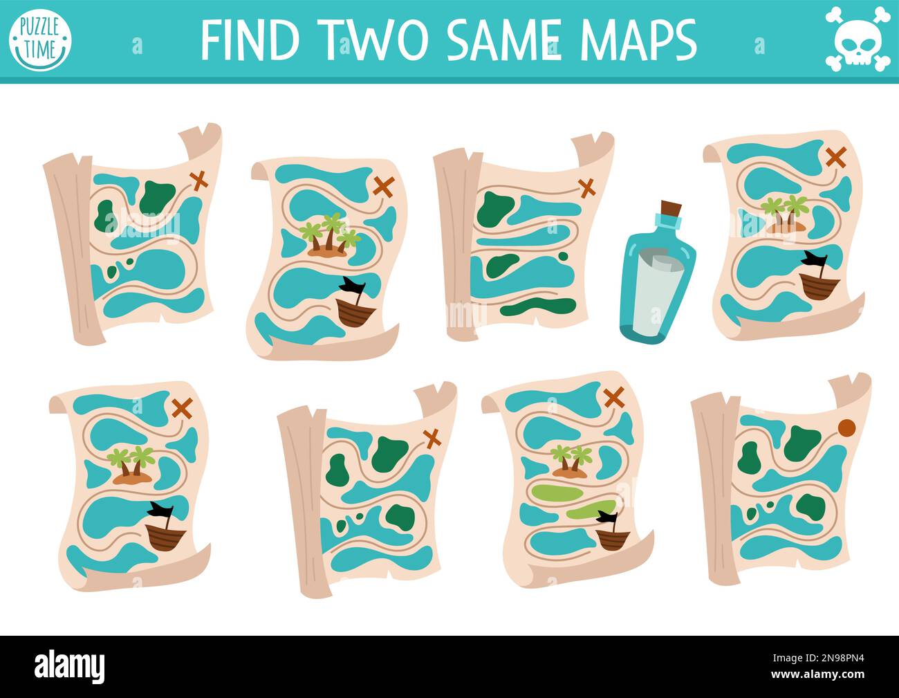 Find two same maps. Treasure island matching activity for children. Sea ... Find two same maps. Treasure island matching activity for children. Sea ...