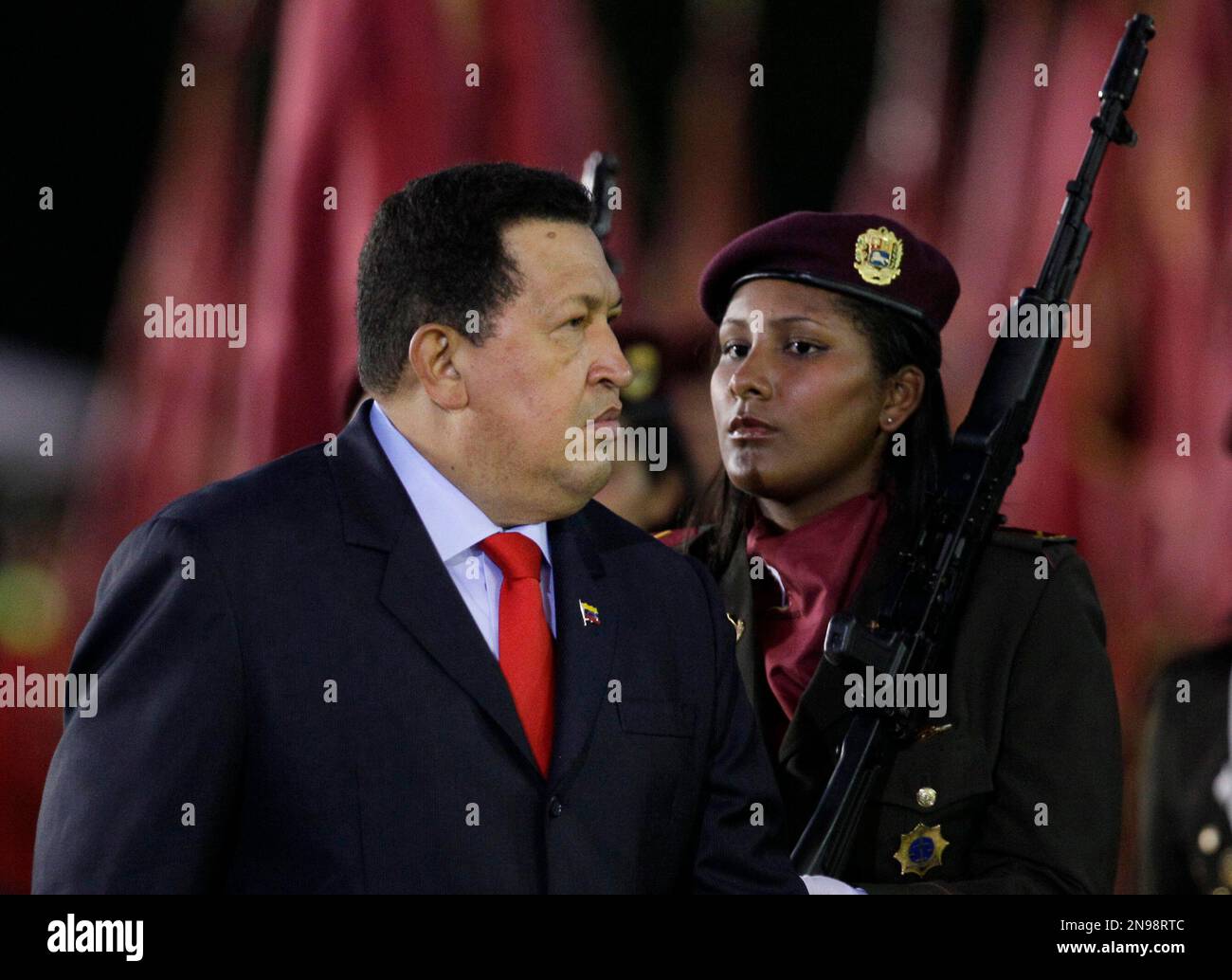 Venezuela's President Hugo Chavez attends a military ceremony marking ...