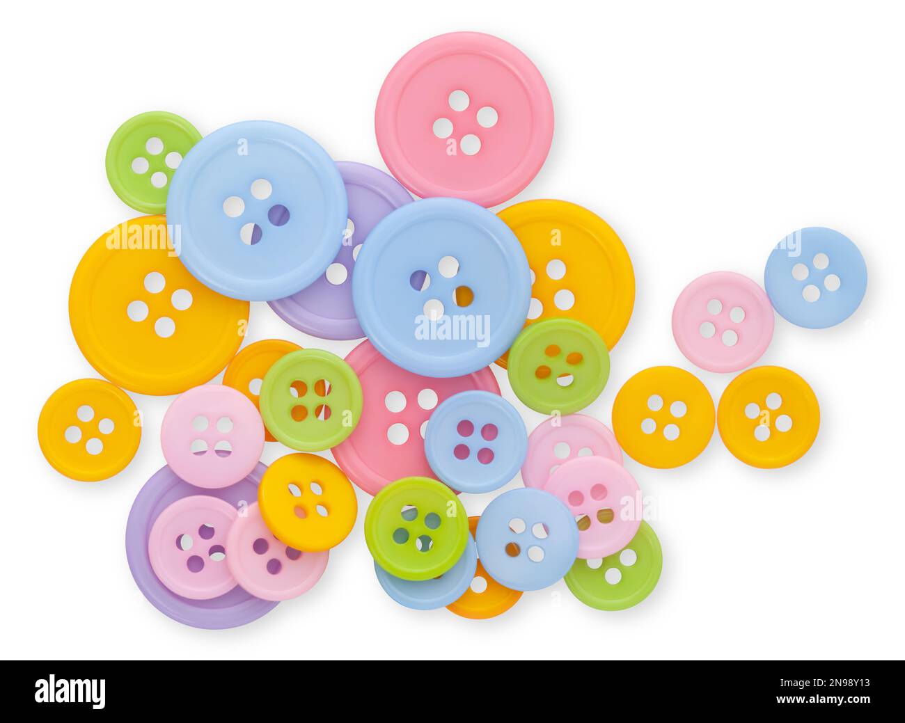 plastic colorful clothes buttons, mound isolated on white background ...