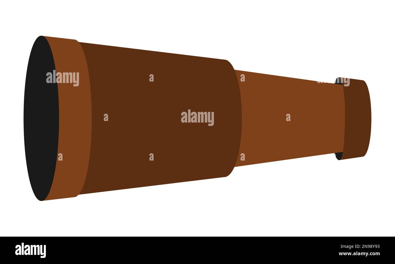 Spyglass icon. Brown telescope illustration. Old looking glass picture ...