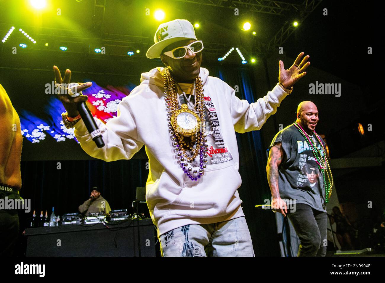 Flavor Flav, left, and Flo Rida perform during Shorty Gras presented by ...