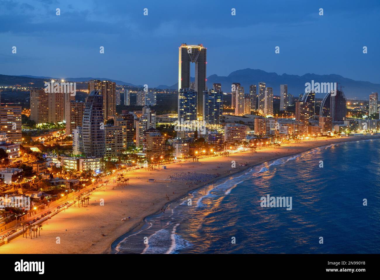 Skyline of Benidorm with the high-rise Intempo, with 192 metres the ...