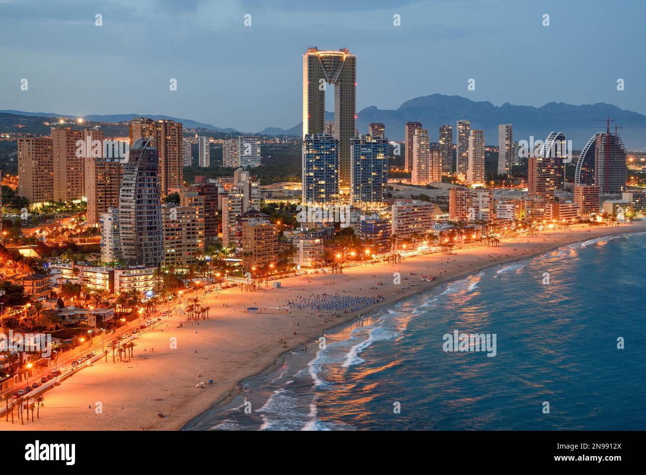 Skyline of Benidorm with the high-rise Intempo, with 192 metres the ...