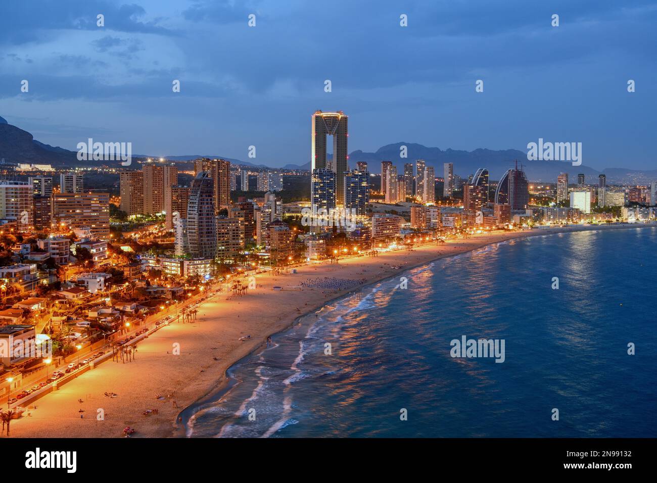 Skyline of Benidorm with the high-rise Intempo, with 192 metres the ...