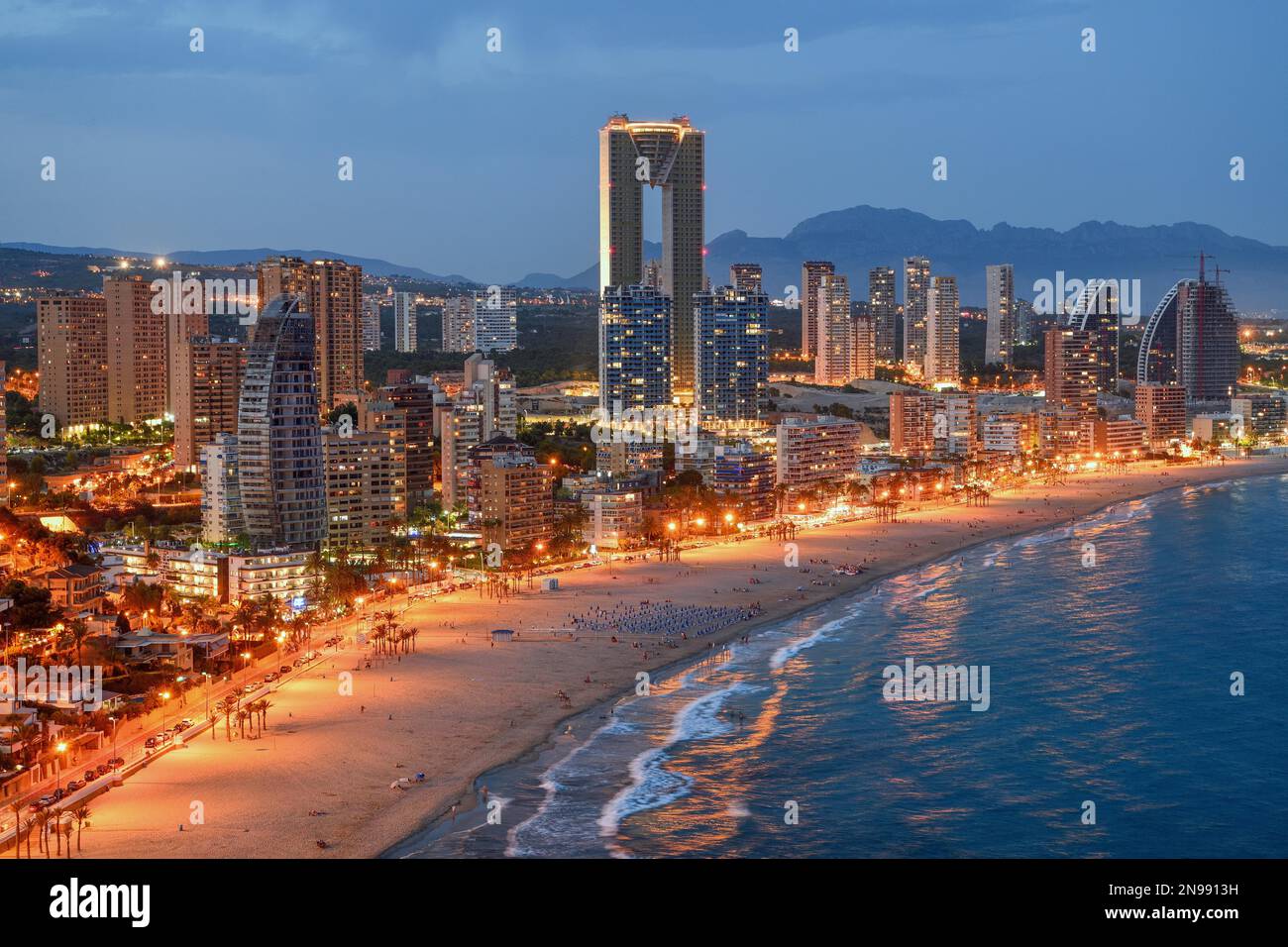 Skyline of Benidorm with the high-rise Intempo, with 192 metres the ...