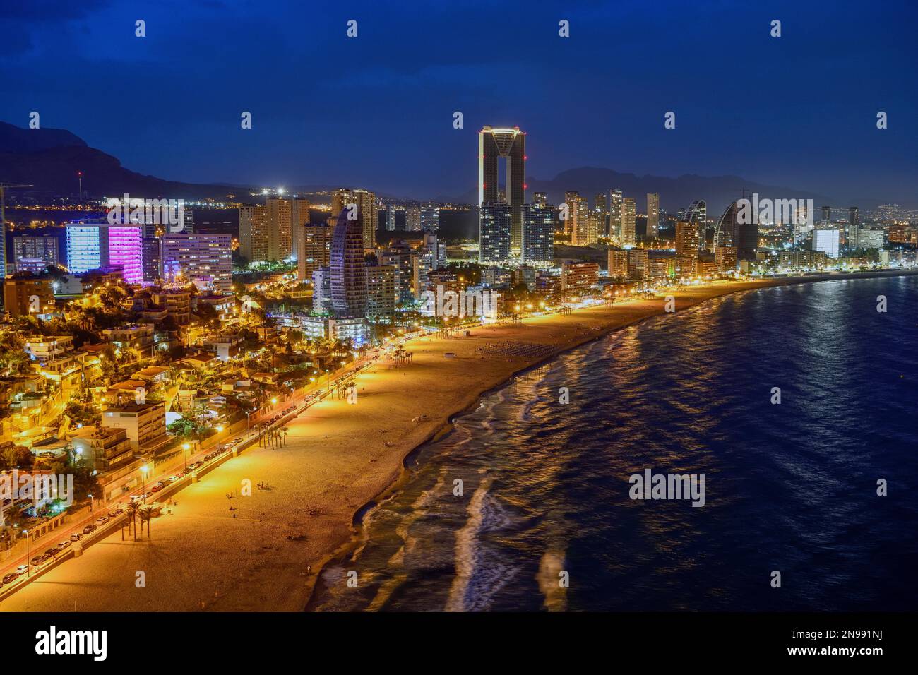 Skyline of Benidorm with the high-rise Intempo, with 192 metres the ...