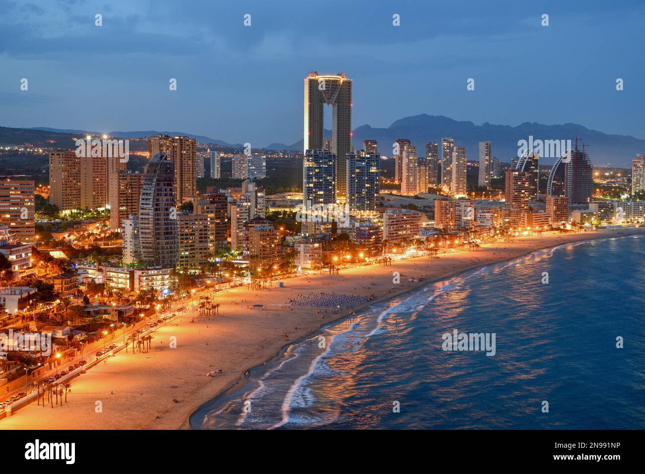 Skyline of Benidorm with the high-rise Intempo, with 192 metres the ...