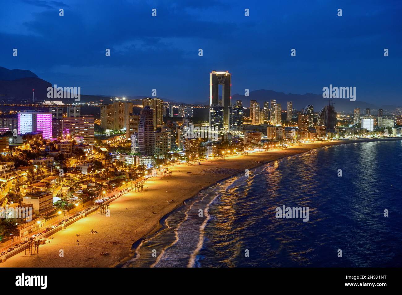 Skyline of Benidorm with the high-rise Intempo, with 192 metres the ...