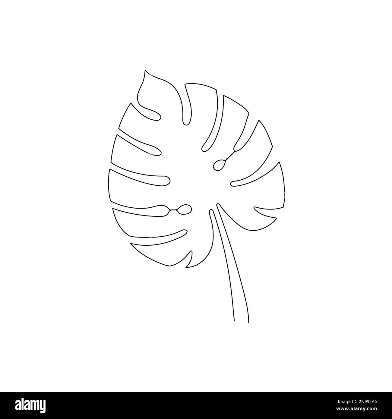 Line monstera leaf art. One continuous line art decorative monstera ...