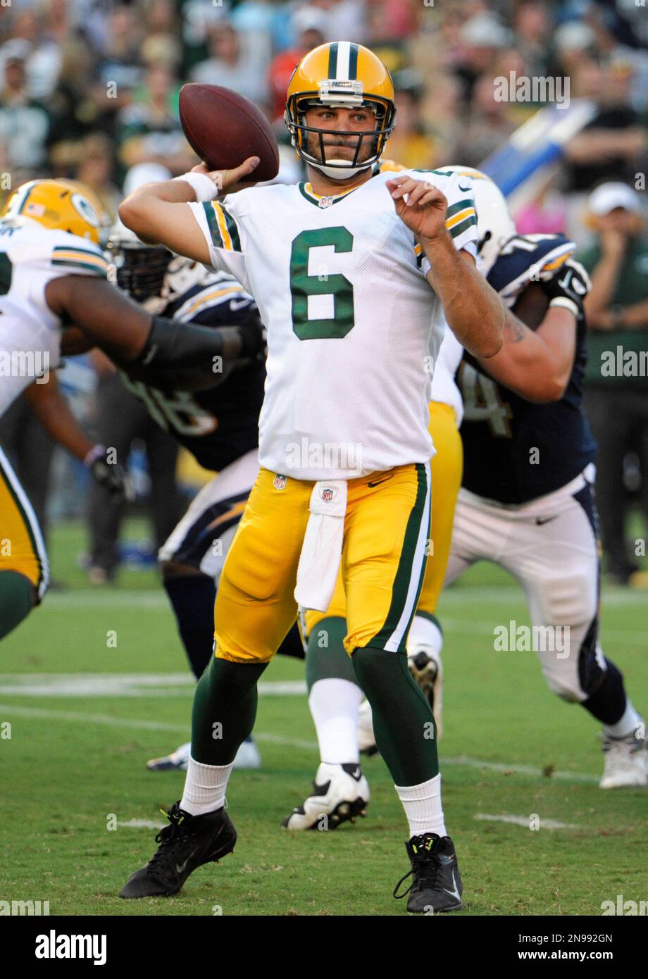 Green Bay Packers quarterback Graham Harrell (6) throws against the San ...