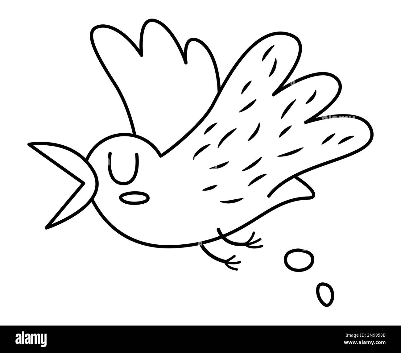 Vector f black and white lying seagull icon. Cute line pooping sea bird ...